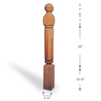 Fluted Empire Newel with Ball Top — 6x6 - Mr. Spindle, Inc.