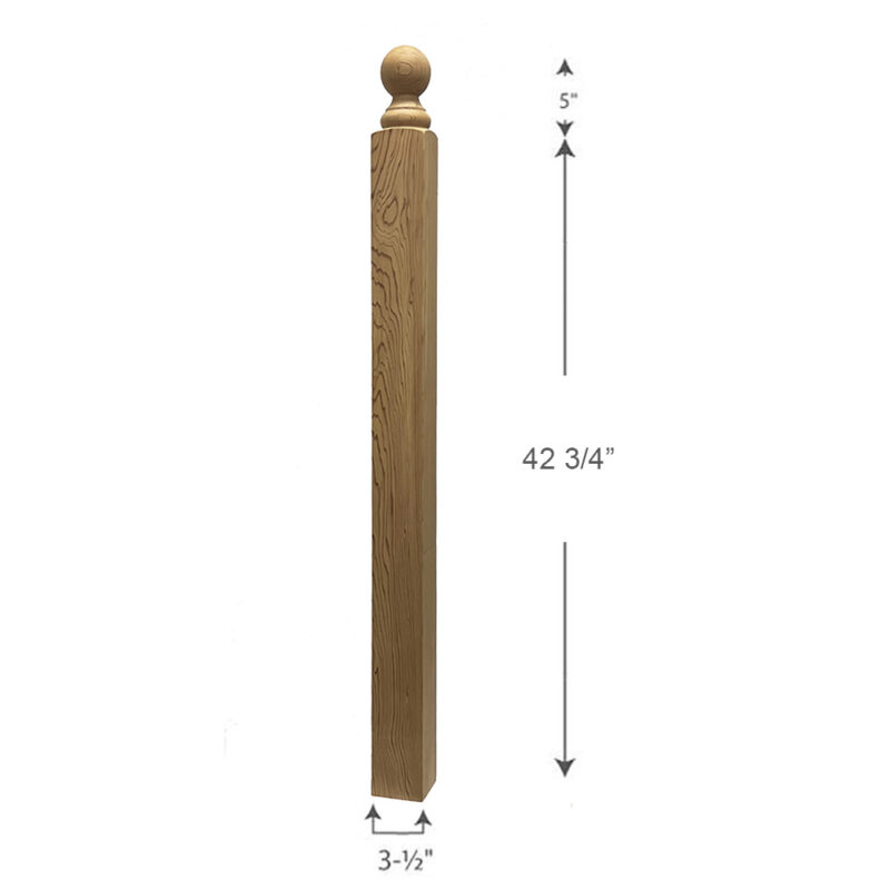 Square Newel with Boise Ball Top — 4x4 - Mr. Spindle, Inc.